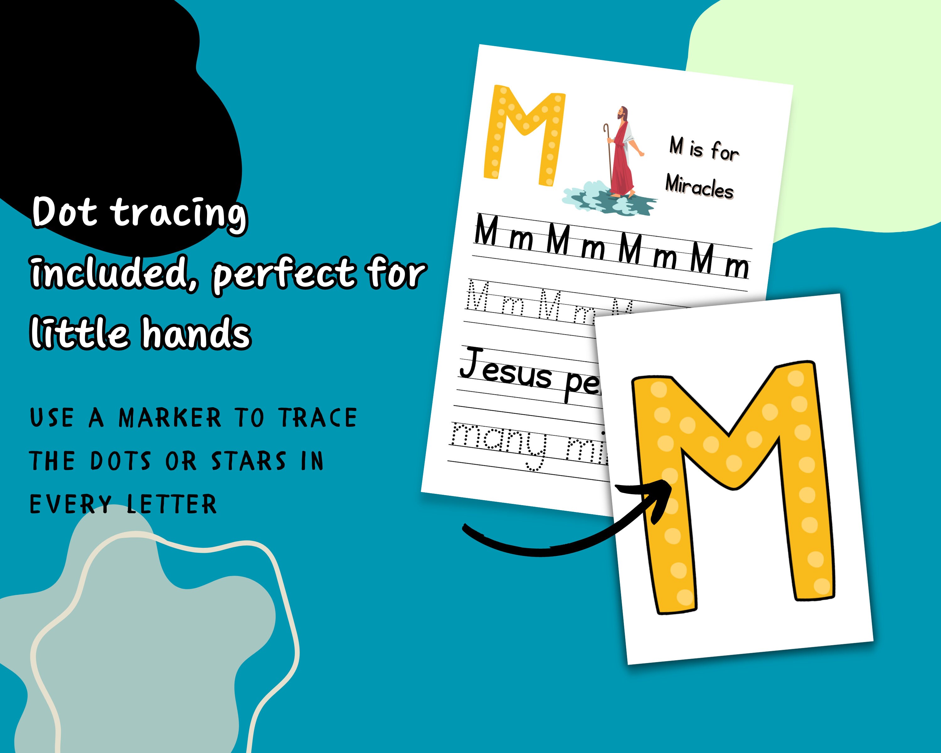 Bible Alphabet Tracing Worksheet, Christian Homeschool, Pre-k ...