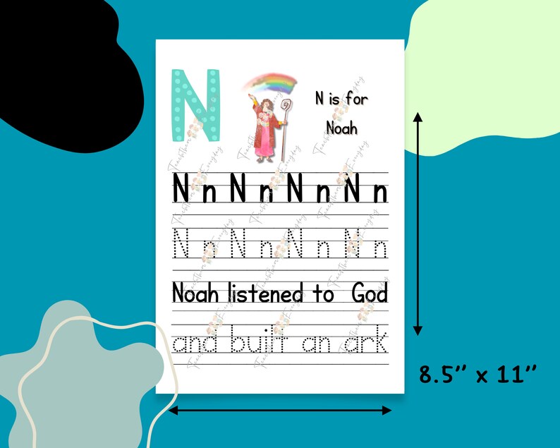 Bible Alphabet Tracing Worksheet, Christian Homeschool, Pre-k ...
