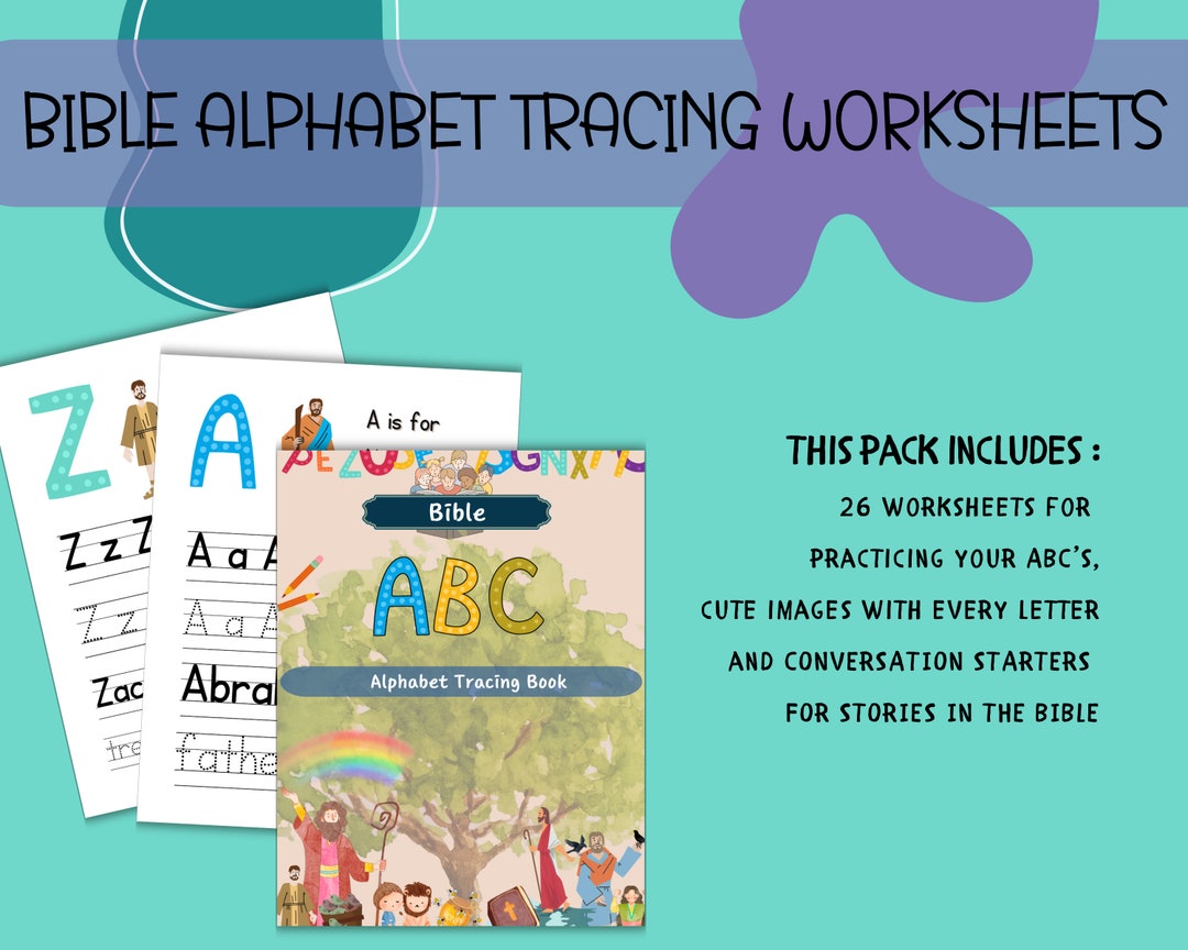 Bible Alphabet Tracing Worksheet, Christian Homeschool, Pre-k ...