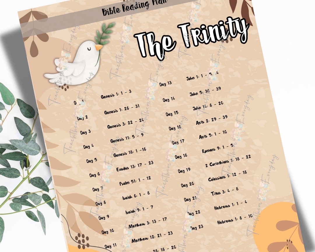 Bible Reading Plan for Kids the Trinity, Study Template, Printable ...