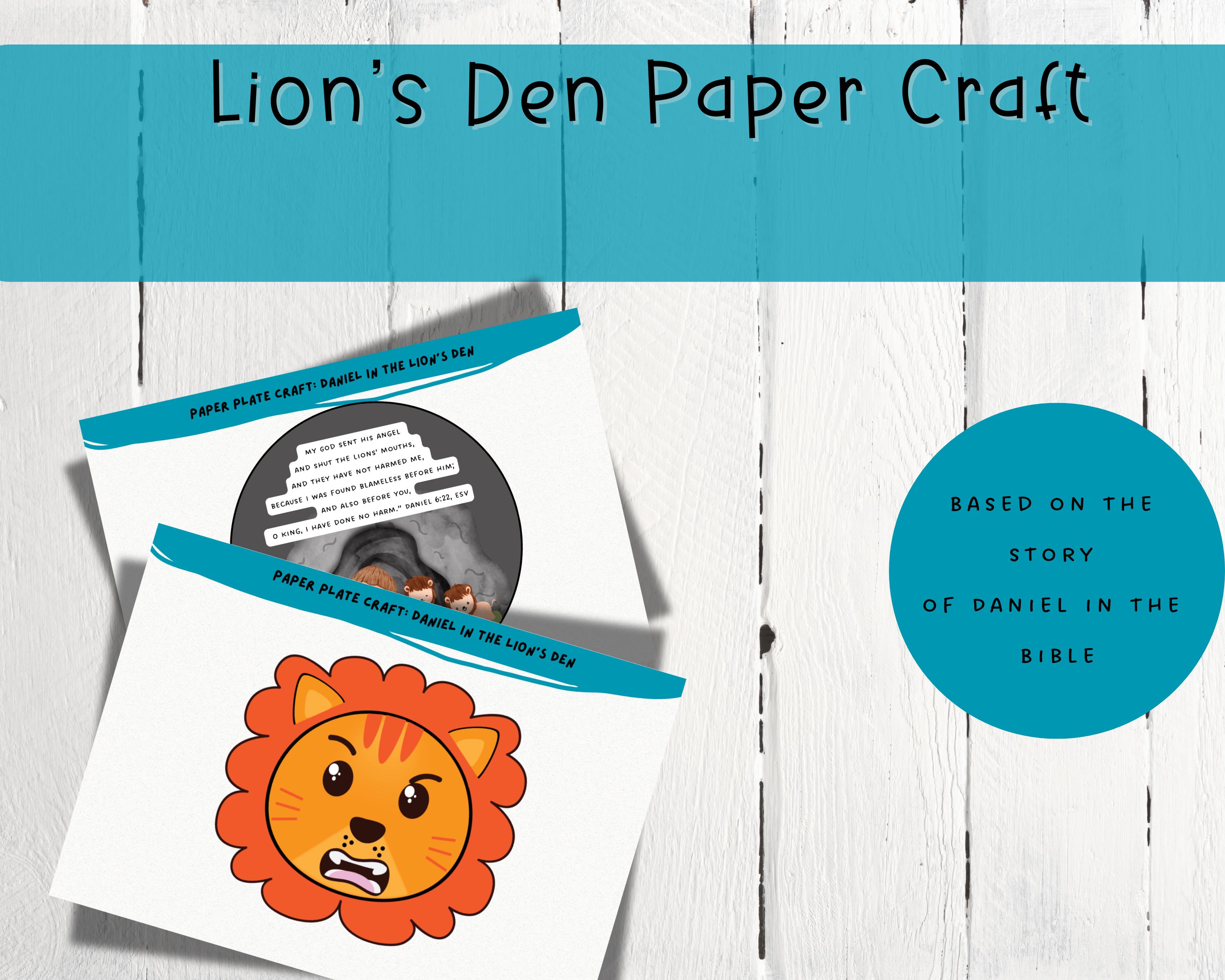 Lion's Den Paper Plate Craft, Kids Bible Crafts, Christian Printable ...