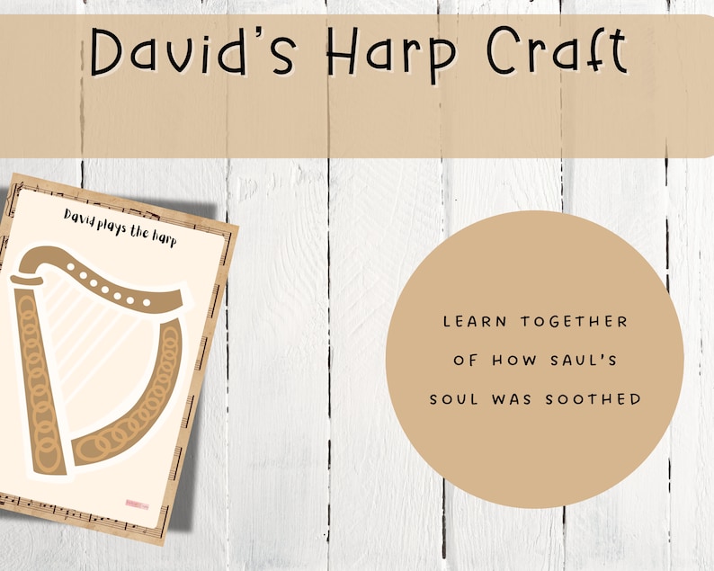 David Harp Craft, Christian Printable, Bible Activity for Kids, Bible ...