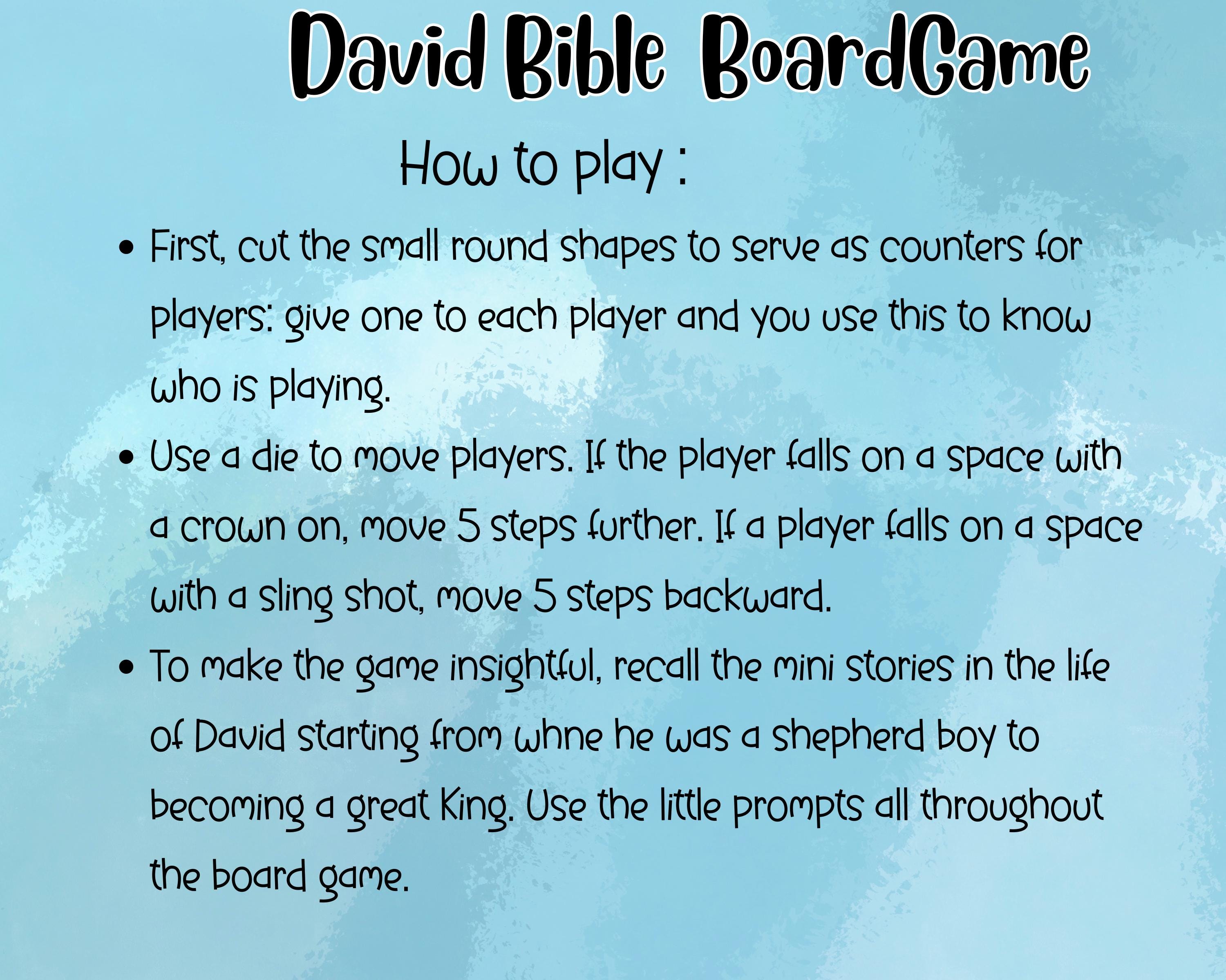 King David Bible Game, Christian Printable, Bible Lesson Guide, Kids ...