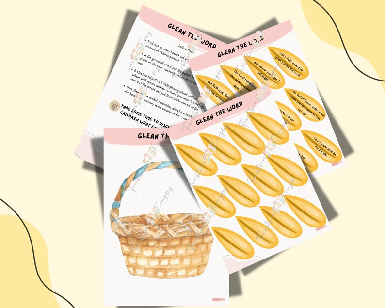Bible Gleaning Activity, the Book of Ruth, Glean Wheat, Christian ...
