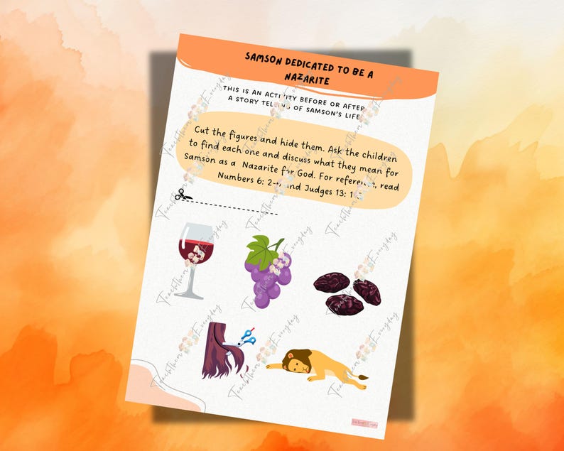 Samson Story Telling Craft, Kids Bible Lesson, Christian Printable ...