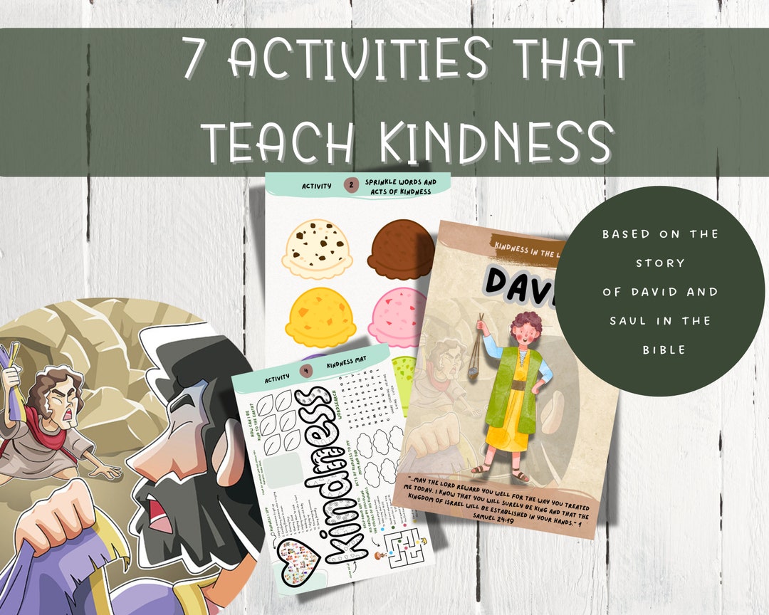 David Bible Activity Pack, Kindness, Christian Printable, Bible Crafts ...