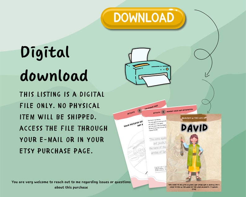 David Bible Activity Pack, Bravery, Christian Homeschool, Bible ...