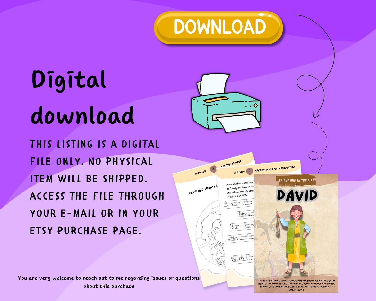 King David Bible Activities for Kids, Christian Preschool Printable ...