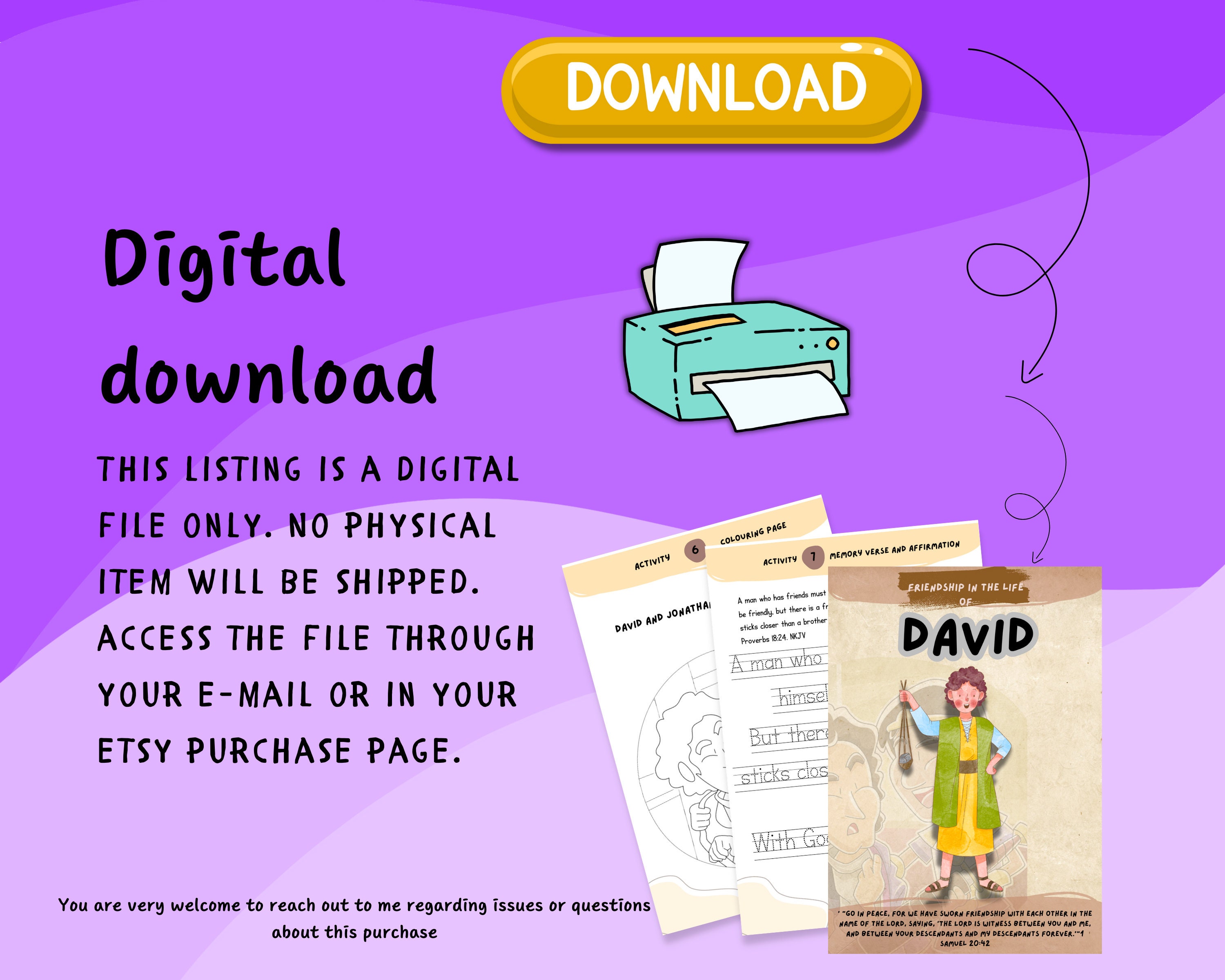 King David Bible Activities for Kids, Christian Preschool Printable ...