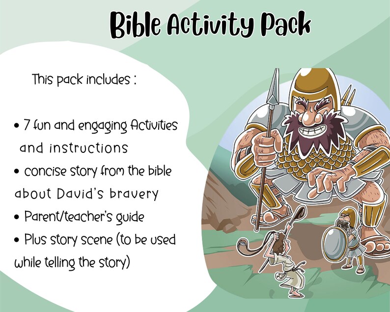David Bible Activity Pack, Bravery, Christian Homeschool, Bible ...