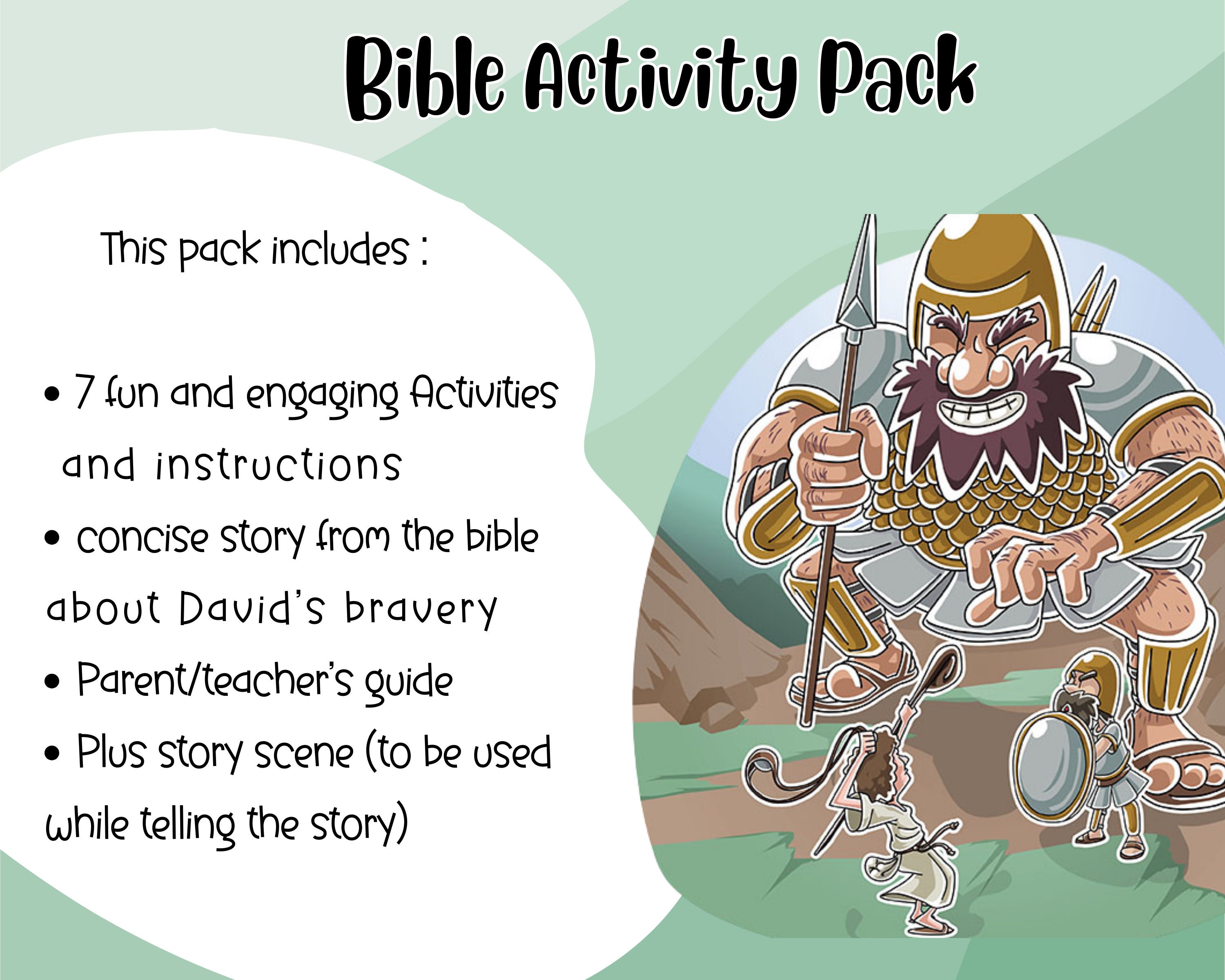 David Bible Activity Pack, Bravery, Christian Homeschool, Bible ...