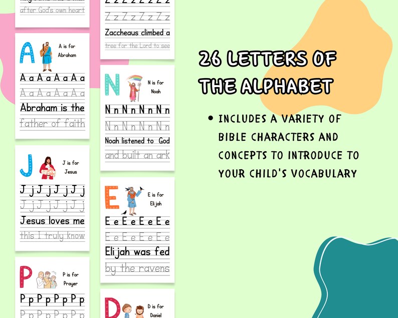 Bible Alphabet Tracing Worksheet, Christian Homeschool, Pre-k ...