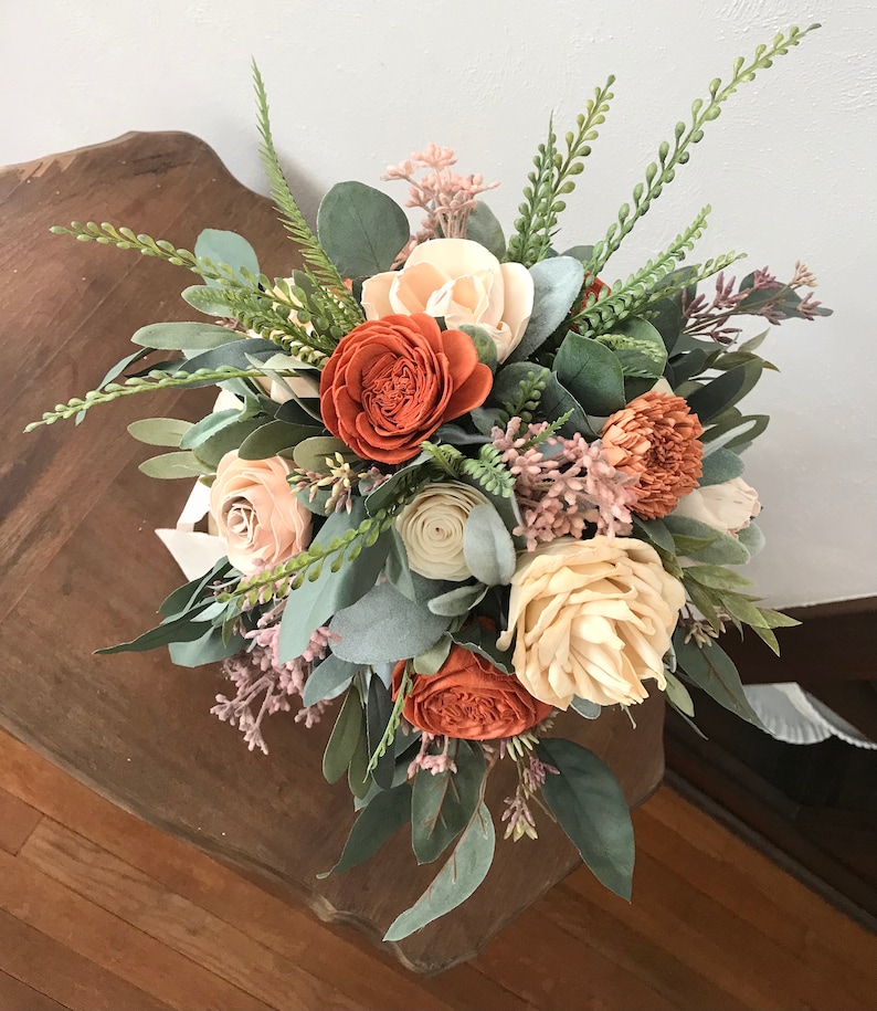 Sienna Copper Wedding Flowers Sola Wood Flowers Rust Wooden - Etsy
