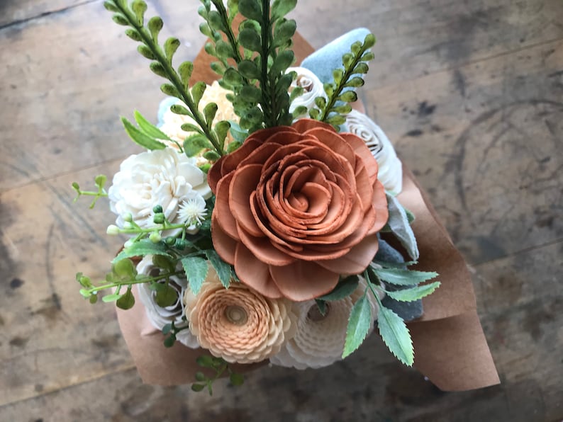 Wood Flower Bouquet, Sola Wood Flower Centerpiece, Home Decor, Zinnia ...