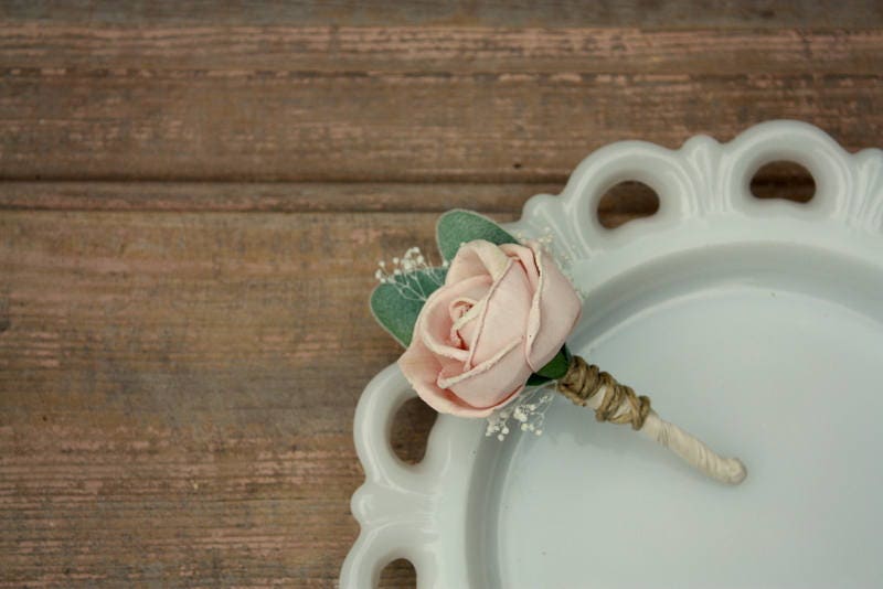 Blush Pink Boutonniere, Grooms Flower, Pin on Sola Wood Flower, Blush ...