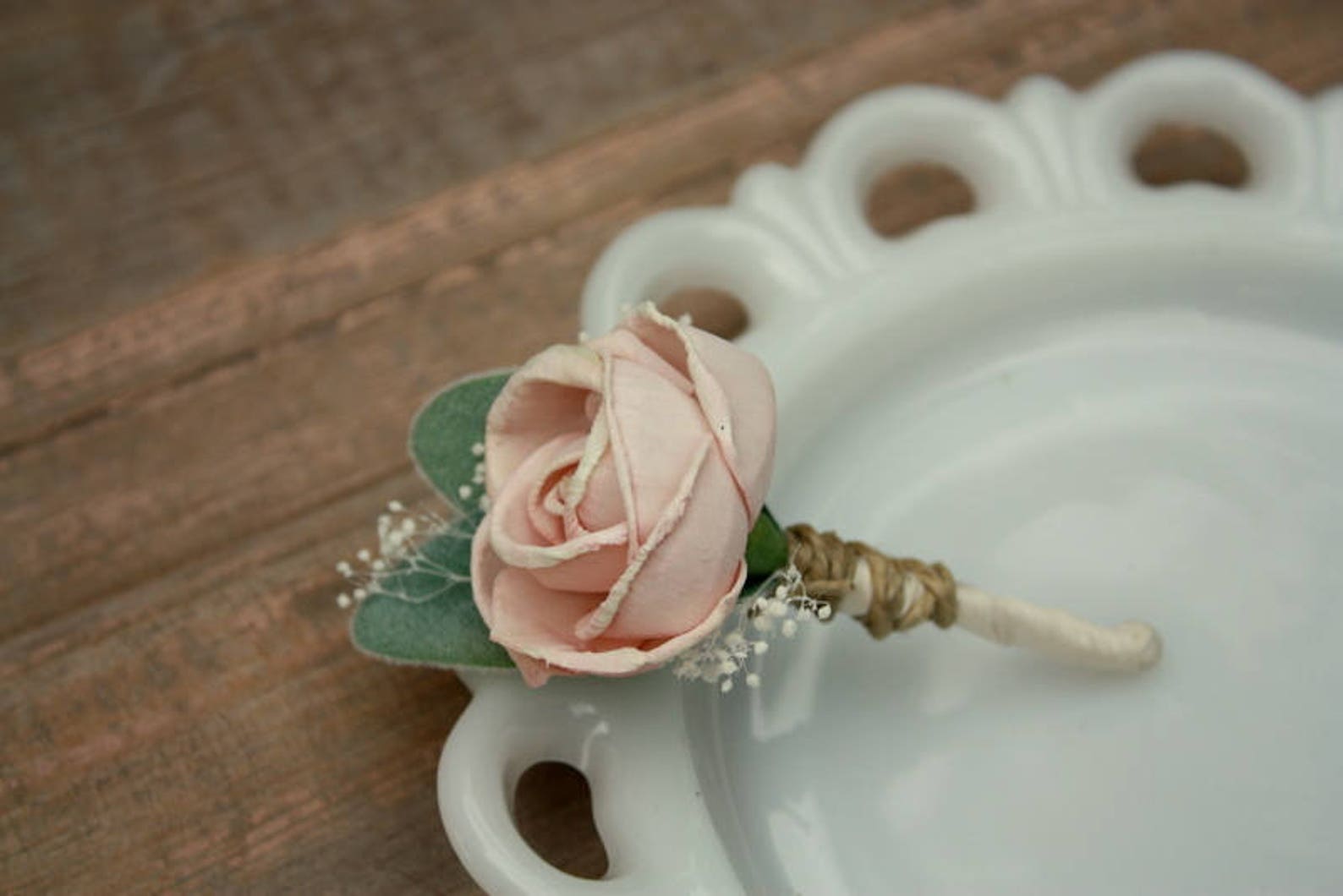 Blush Pink Boutonniere, Grooms Flower, Pin on Sola Wood Flower, Blush ...