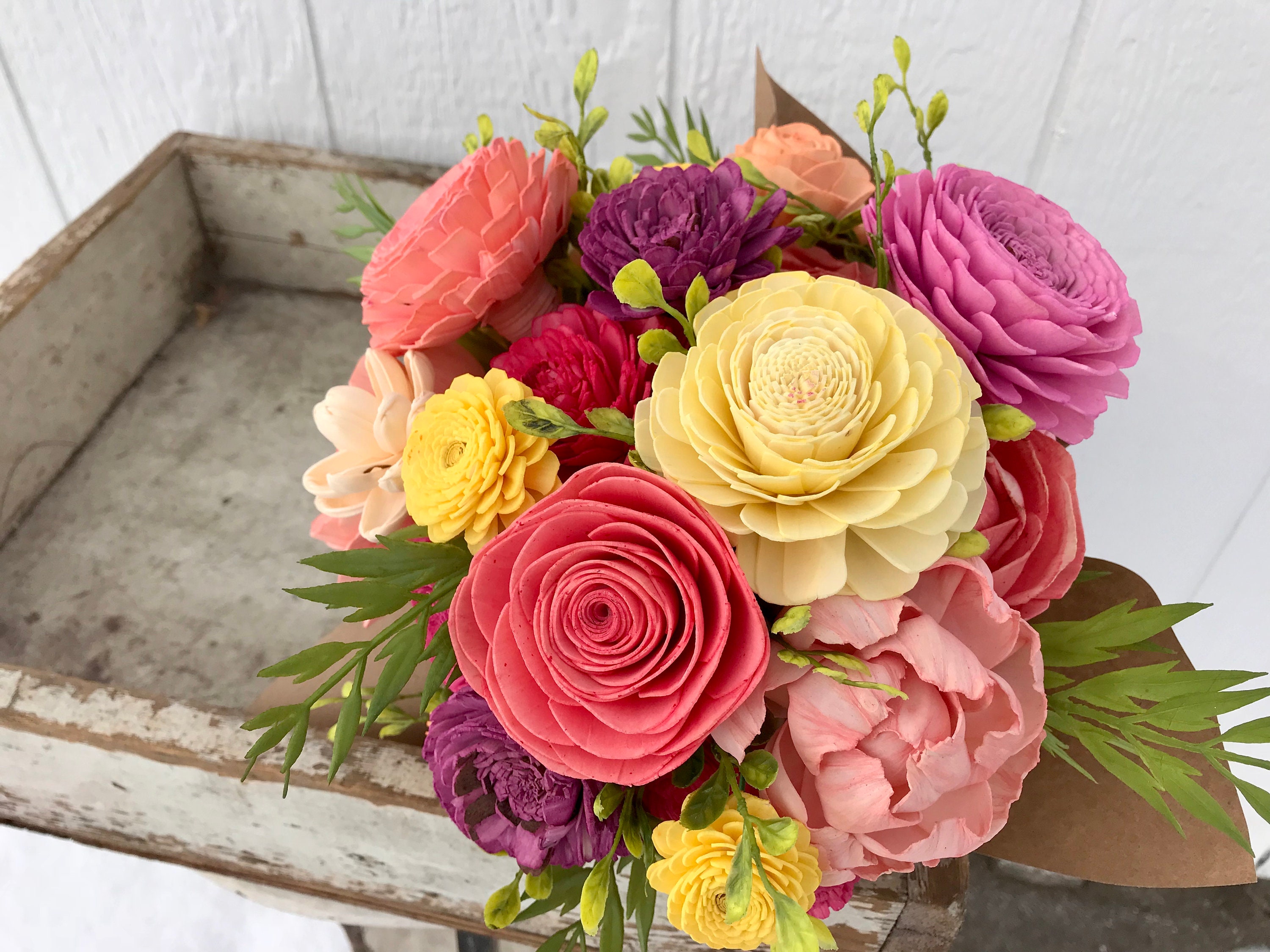 Wood flower bouquet sola wood flower centerpiece home decor | Etsy