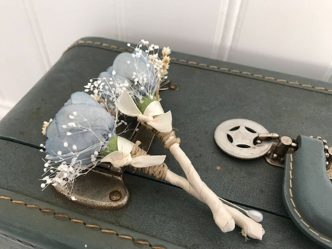 Dusty Blue Boutonniere, Grooms Flower, Pin on Sola Wood Flower, Slate ...