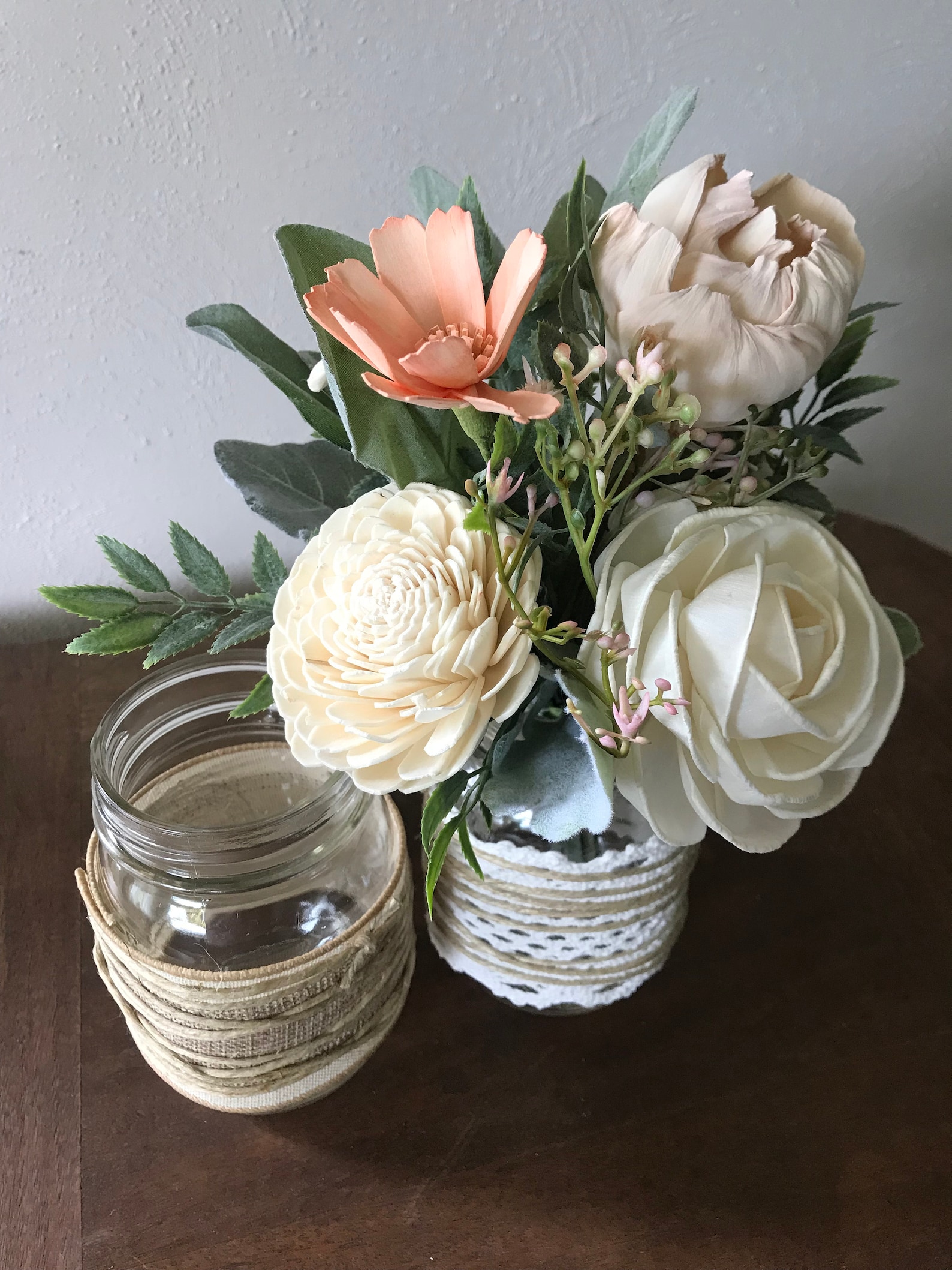Wood Flower Bouquet, Sola Wood Flower Centerpiece, Mother's Day, Home ...