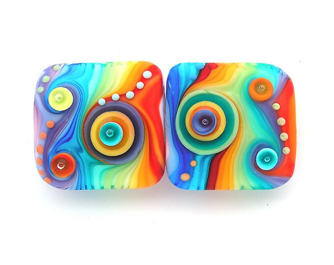 Rainbow Dots Handmade Lampwork Glass Bead Set2free - Etsy