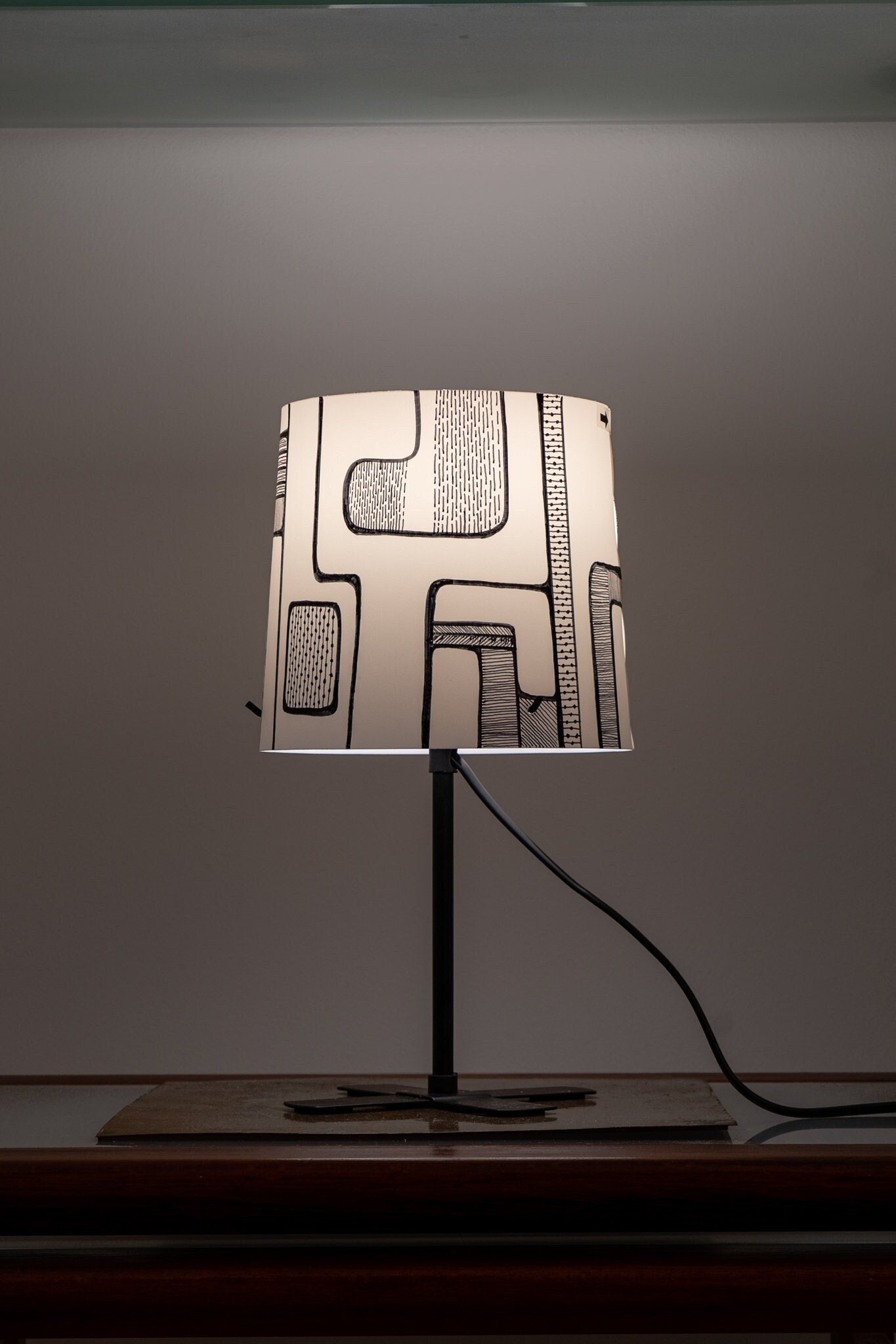 Modern Table Lamp B&W Lines Patterns Decorative Black and - Etsy