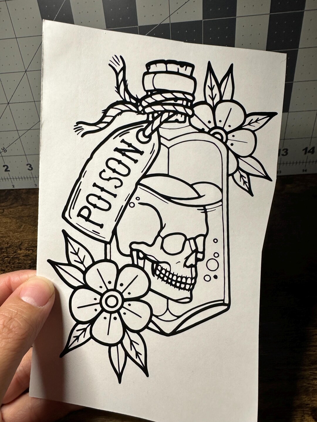 Poison Skull Bottle American Traditional Tattoo Decal - Car Window ...