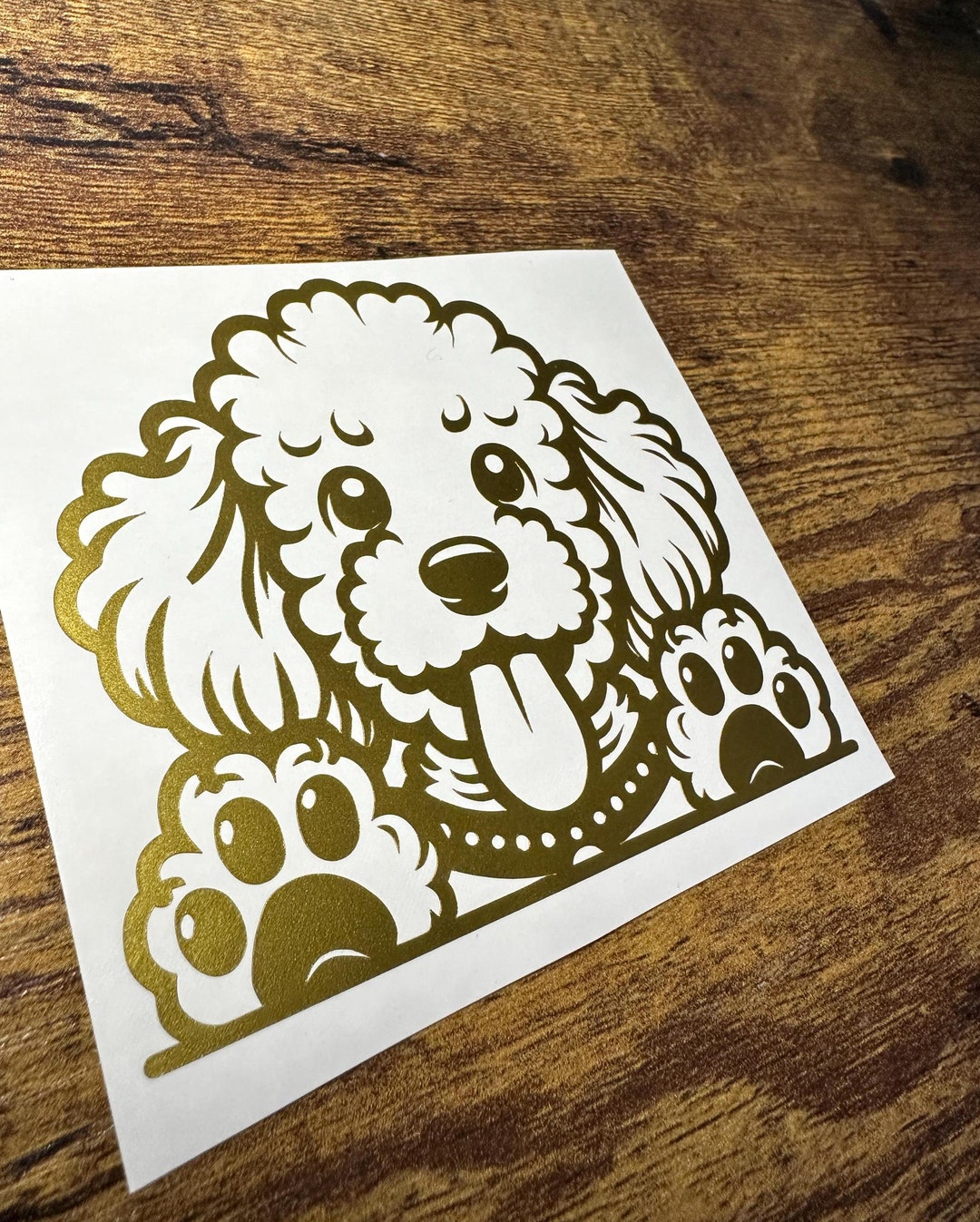 Poodle Vinyl Decal Sticker- Peeking - Cute- Peak a Boo- Peaking Dog ...