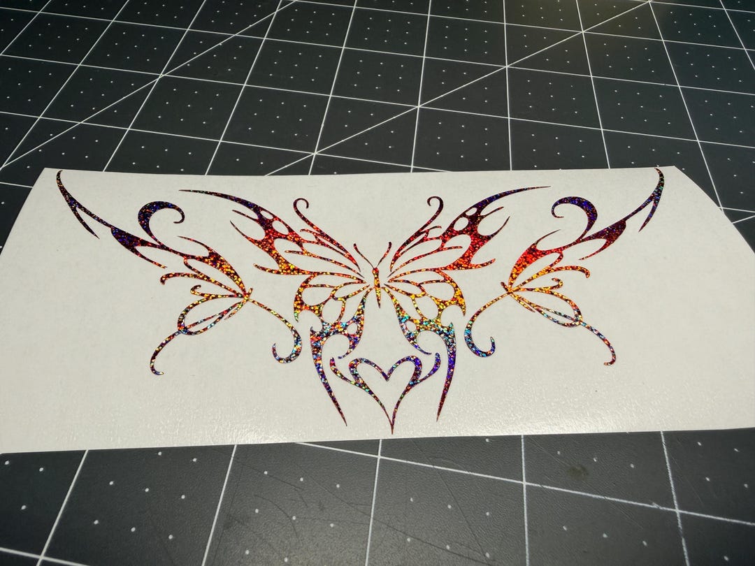 Butterfly Heart Tramp Stamp Vinyl Decal – Style 3 Car Window, Laptop ...
