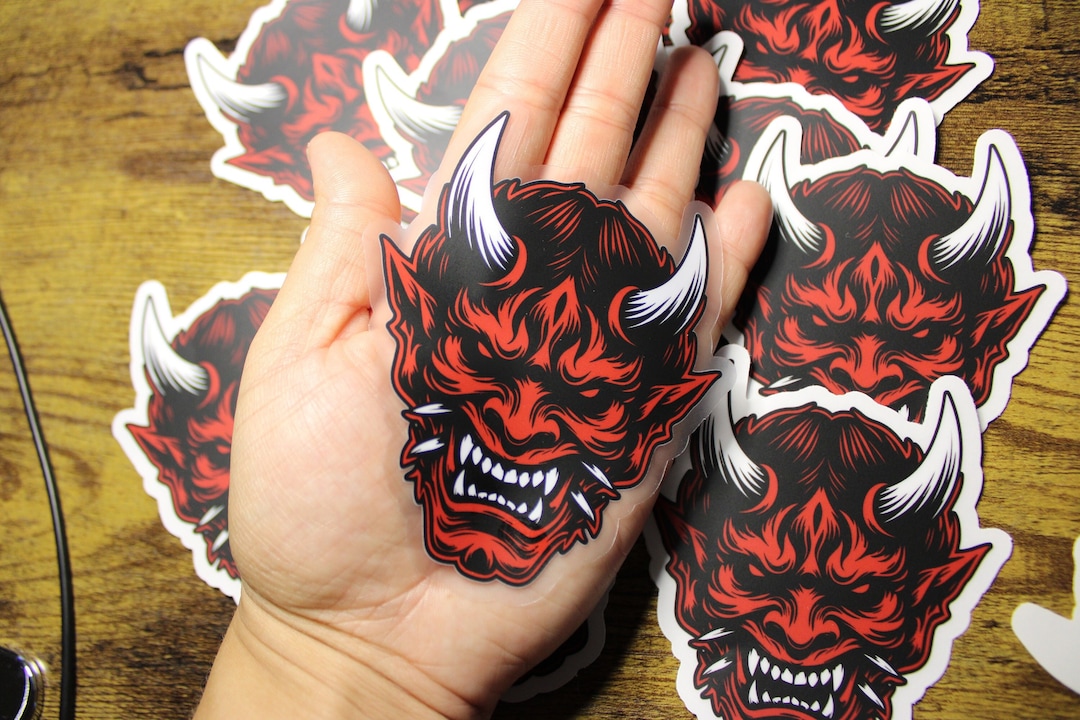 Japanese Oni Mask Stickers #1 - Laptop Tumbler Motorcycle Car Notebook ...