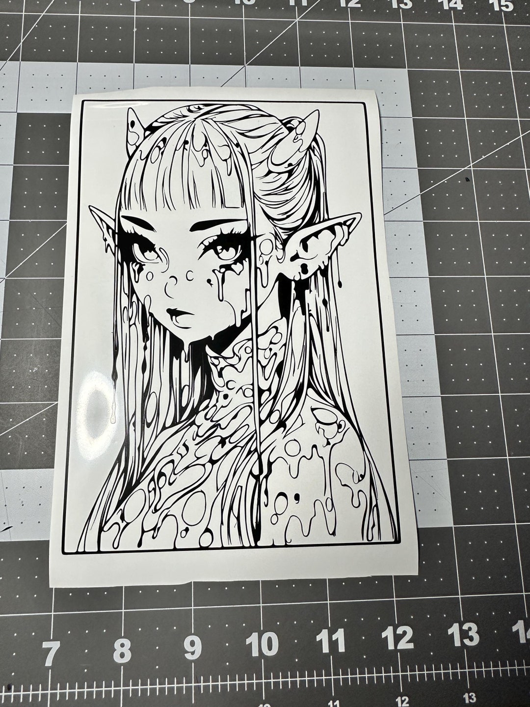 Elf Girl With Horns Melting Decal Sticker- Dripping Elf- Car Window ...