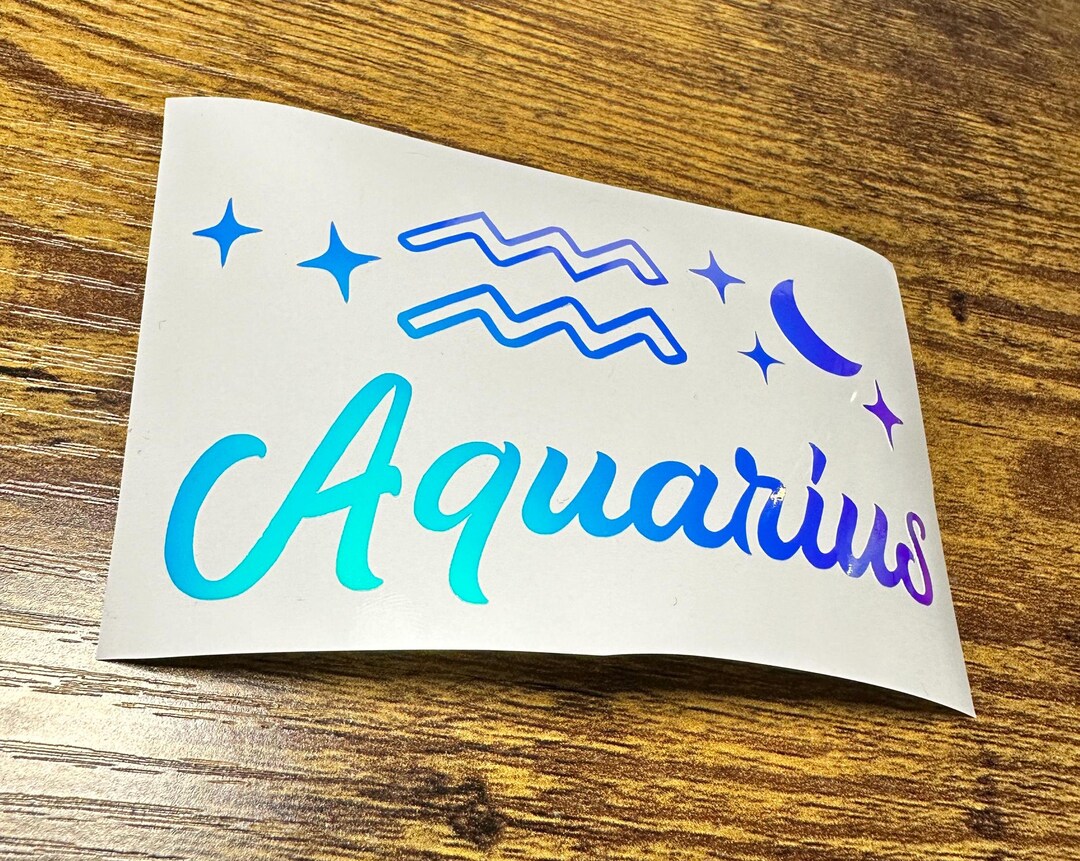 Aquarius Zodiac Decal Sticker- Aquarius - Moon and Stars - Car Window ...