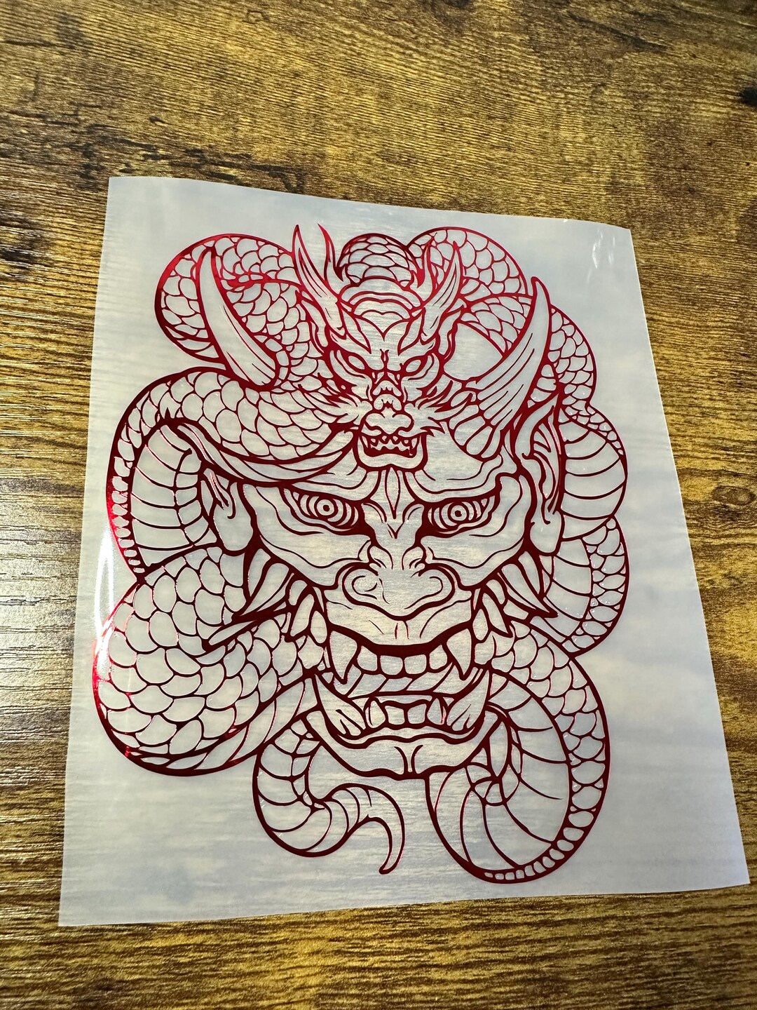 Japanese Oni Mask With Dragon Decal Sticker- Dragon- Snake- Full Oni ...