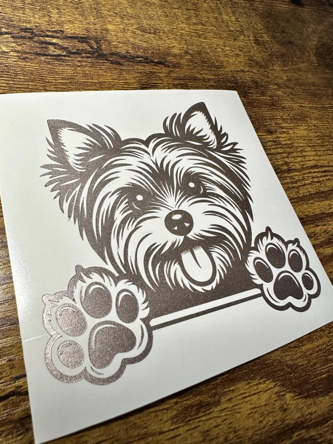 Yorkie Vinyl Decal Sticker- Peeking- Yorkshire Terrier- Cute- Peak a ...