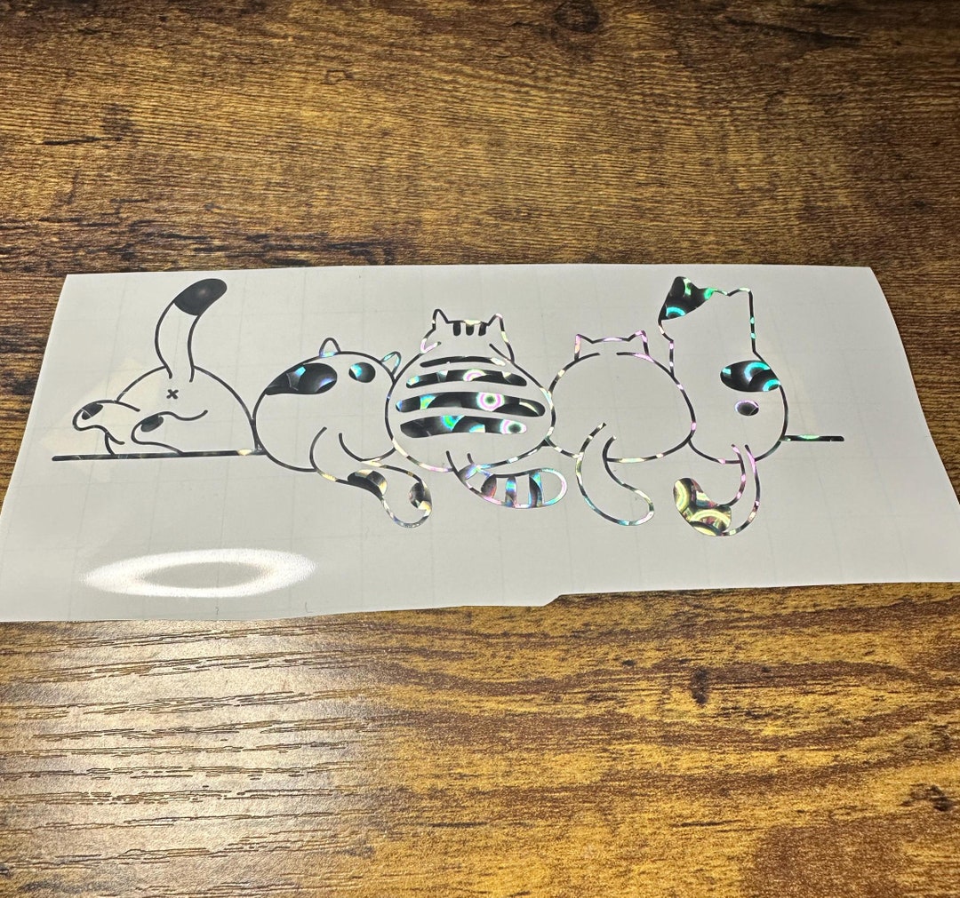 Cat Sticker- Car Decal - Funny Sitting Cats- Cute Decal - Car Window ...