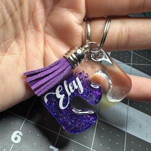 Custom Retro Big Letter Monogram Keychain - Includes Tassel, Clip ...