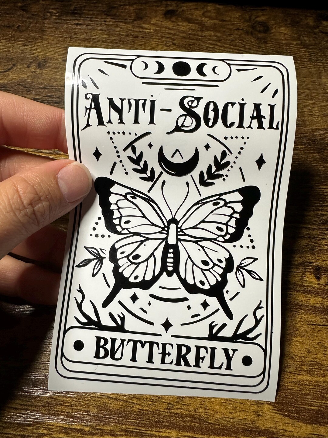 Anti-social Butterfly Tarot Card Decal Sticker- Car Window Laptop Water ...