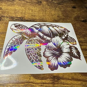 Sea Turtle Vinyl Decal: Ocean Flower Car Laptop Sticker - Etsy
