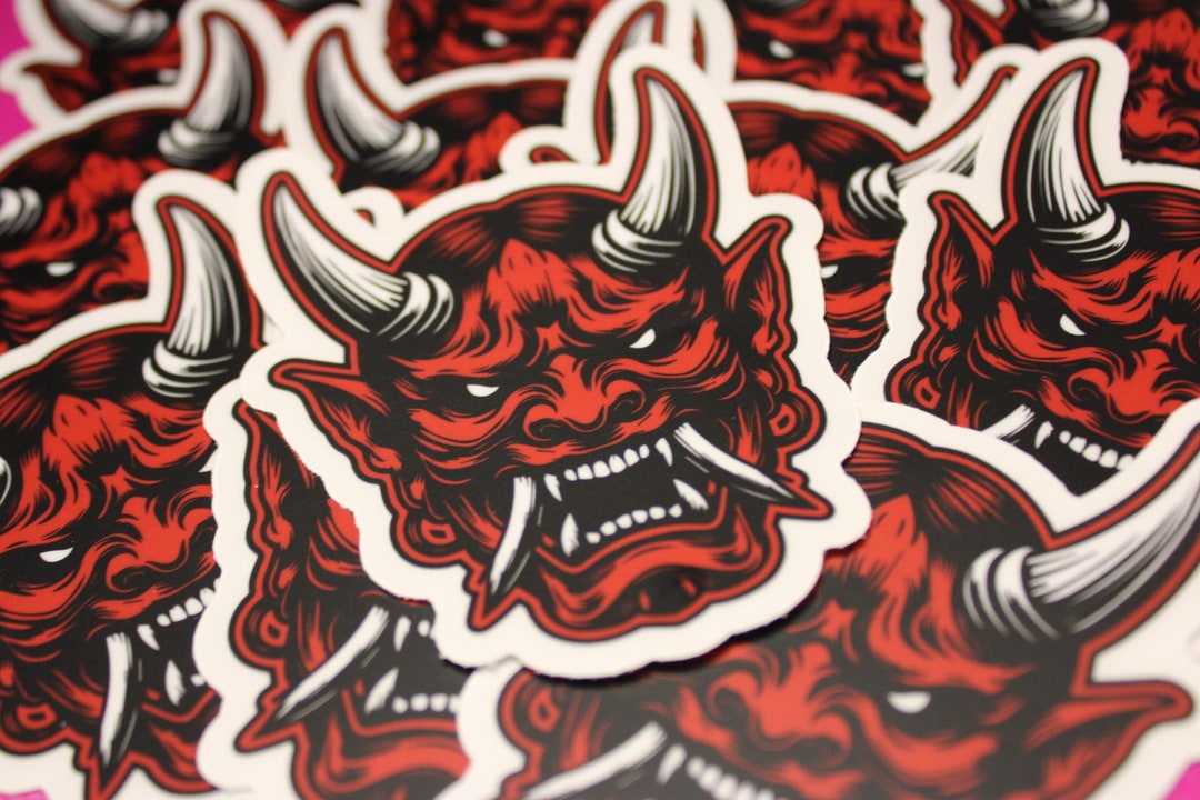 Japanese Oni Mask Stickers #4 - Laptop Tumbler Motorcycle Car Notebook ...