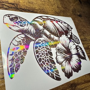 Sea Turtle Vinyl Decal: Ocean Flower Car Laptop Sticker - Etsy