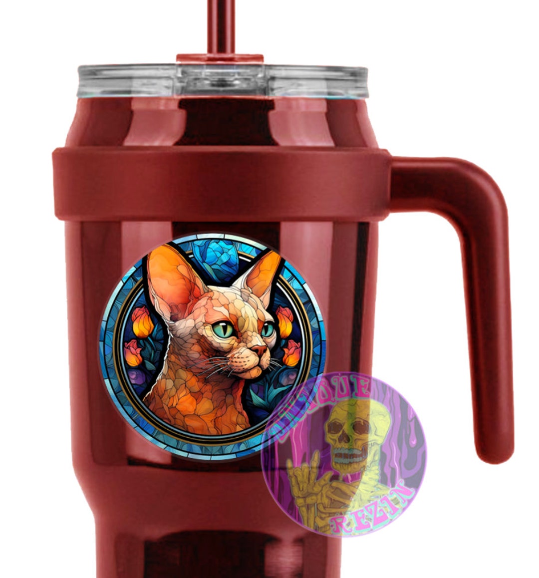 Cat Breed devon Rex Stained Glass Stickers Laptop Tumbler Motorcycle ...