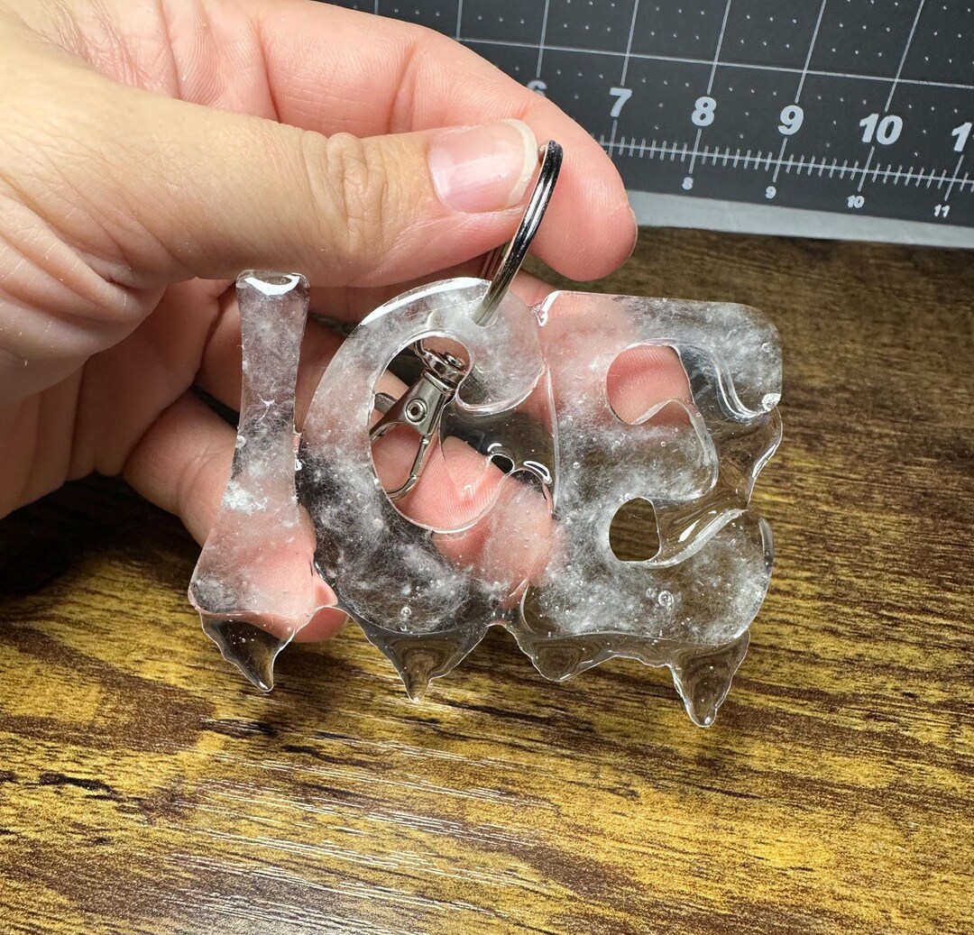 Melting Ice Retro Letter Keychain - Includes Clip & Keychain Ring - Etsy