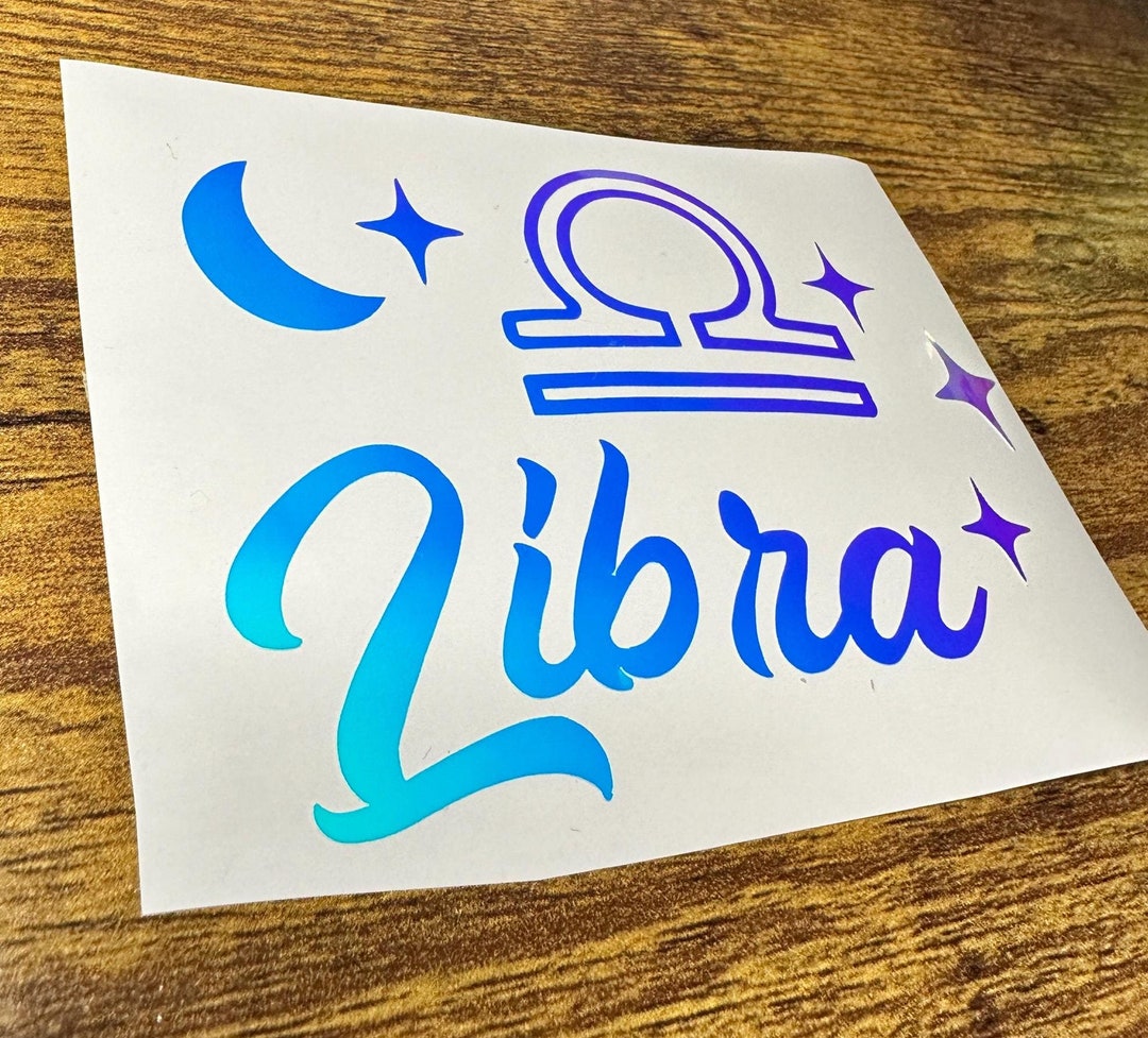 Libra Zodiac Decal Sticker- Libra - Moon and Stars - Car Window Laptop ...