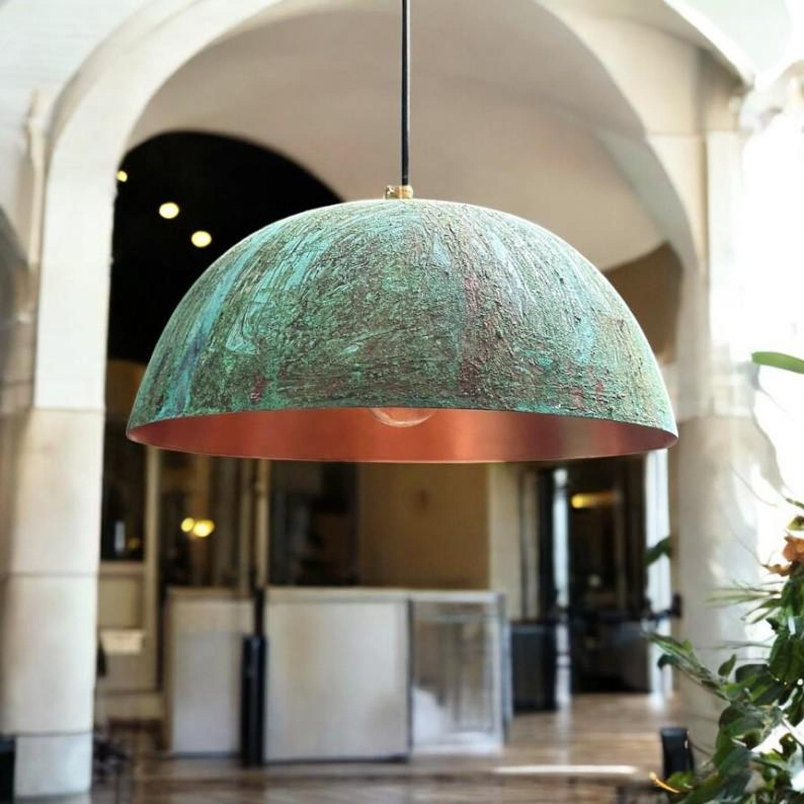 Handmade Verdigris Copper Pendant Light: Farmhouse Kitchen Island ...