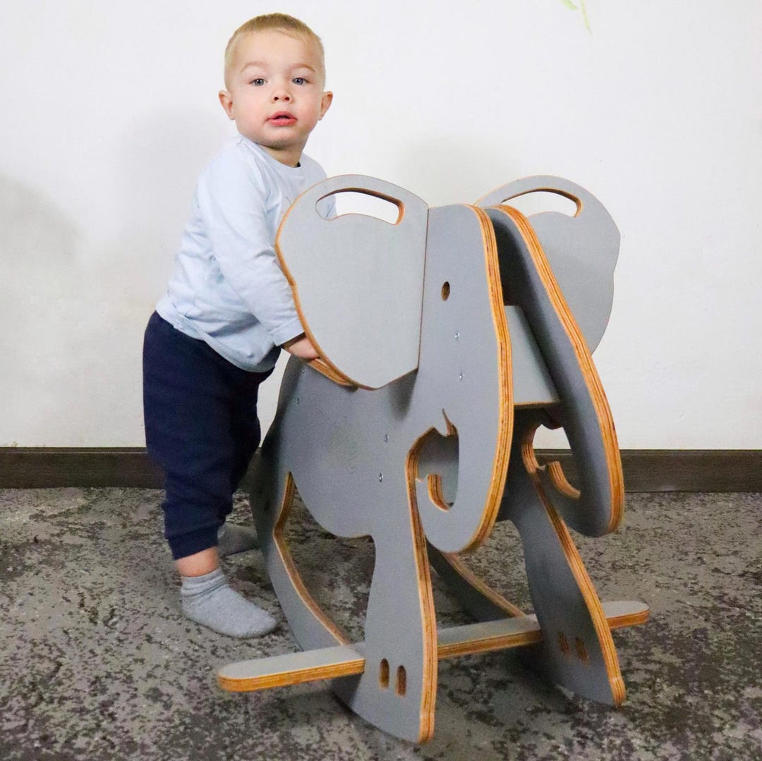 Wooden Elephant Swing Toy Montessori Toddler Ride on Toy Personalized ...