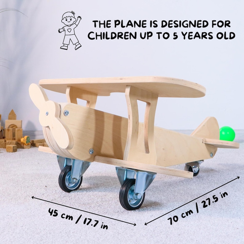 Wooden Airplane Ride-on Toy, Toddler Pretend Play - Etsy