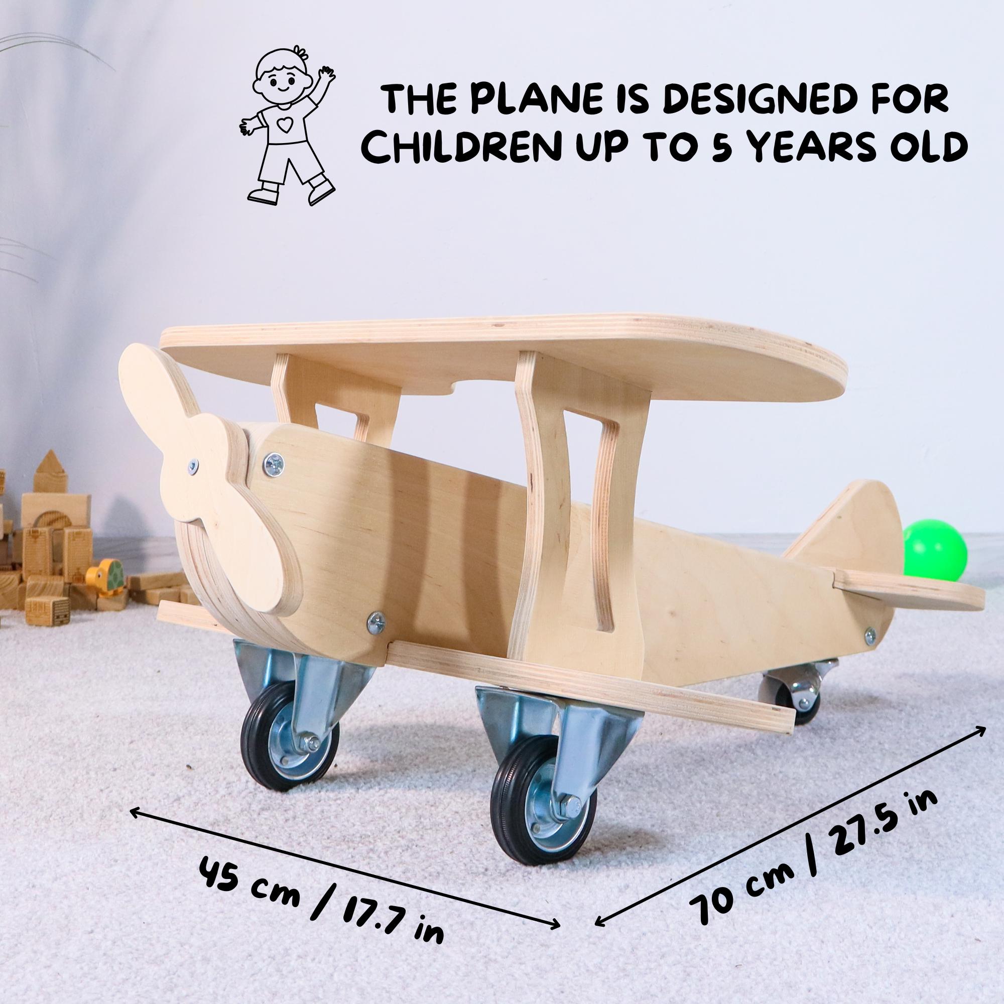 Children's Airplane Ride on Toy Toddler Wooden Gift for Games Boys ...