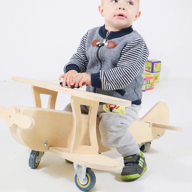 Children's Airplane Ride on Toy Toddler Wooden Gift for Games Boys ...