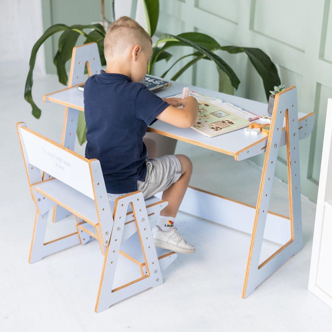 Kids Furniture Wooden Desk Chair, Activity Table Kids, Adjustable Kids ...