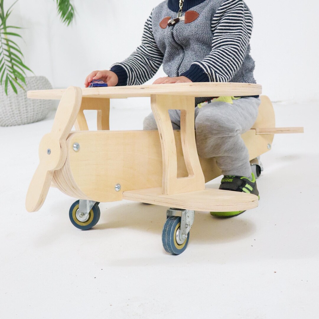 Children's Airplane Ride on Toy Toddler Wooden Gift for Games Boys ...