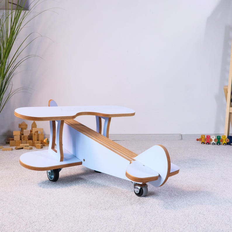 Children's Airplane Ride on Toy Toddler Wooden Gift for Games Boys ...